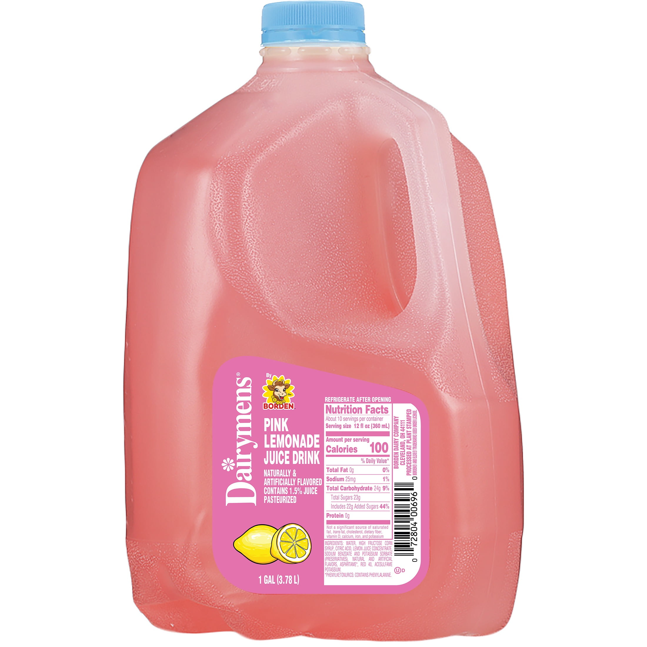 Dairymens Pink Lemonade Flavored Fruit Drink, 1 Gallon Jug, Liquid ...
