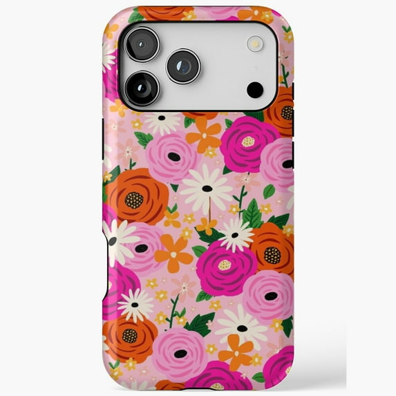Daisies And Roses Floral Pattern iPhone Case 17 11 12 13 14 15 16 Pro ...