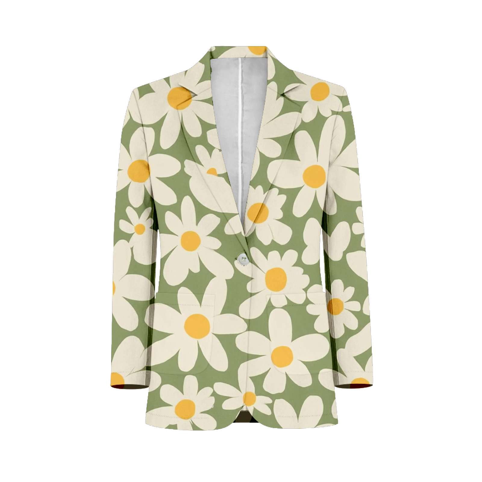 Daisies Blooming Green Background Men's Suit Blazer Casual Party Wear ...