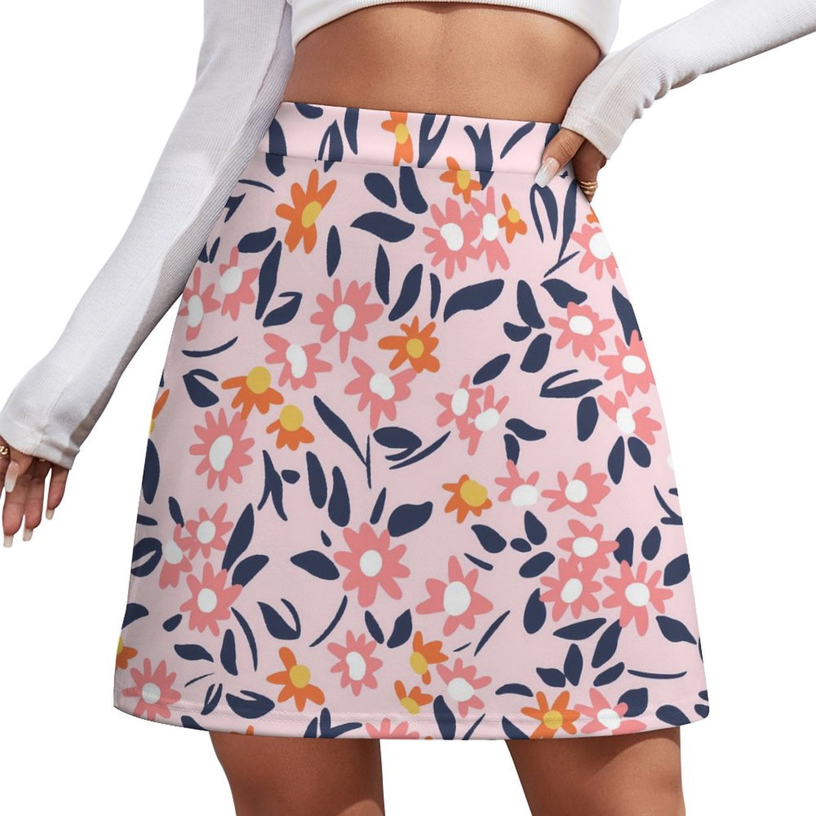 Daisies Blossom Skirt Abstract Flowers Print Aesthetic Casual Skirts ...