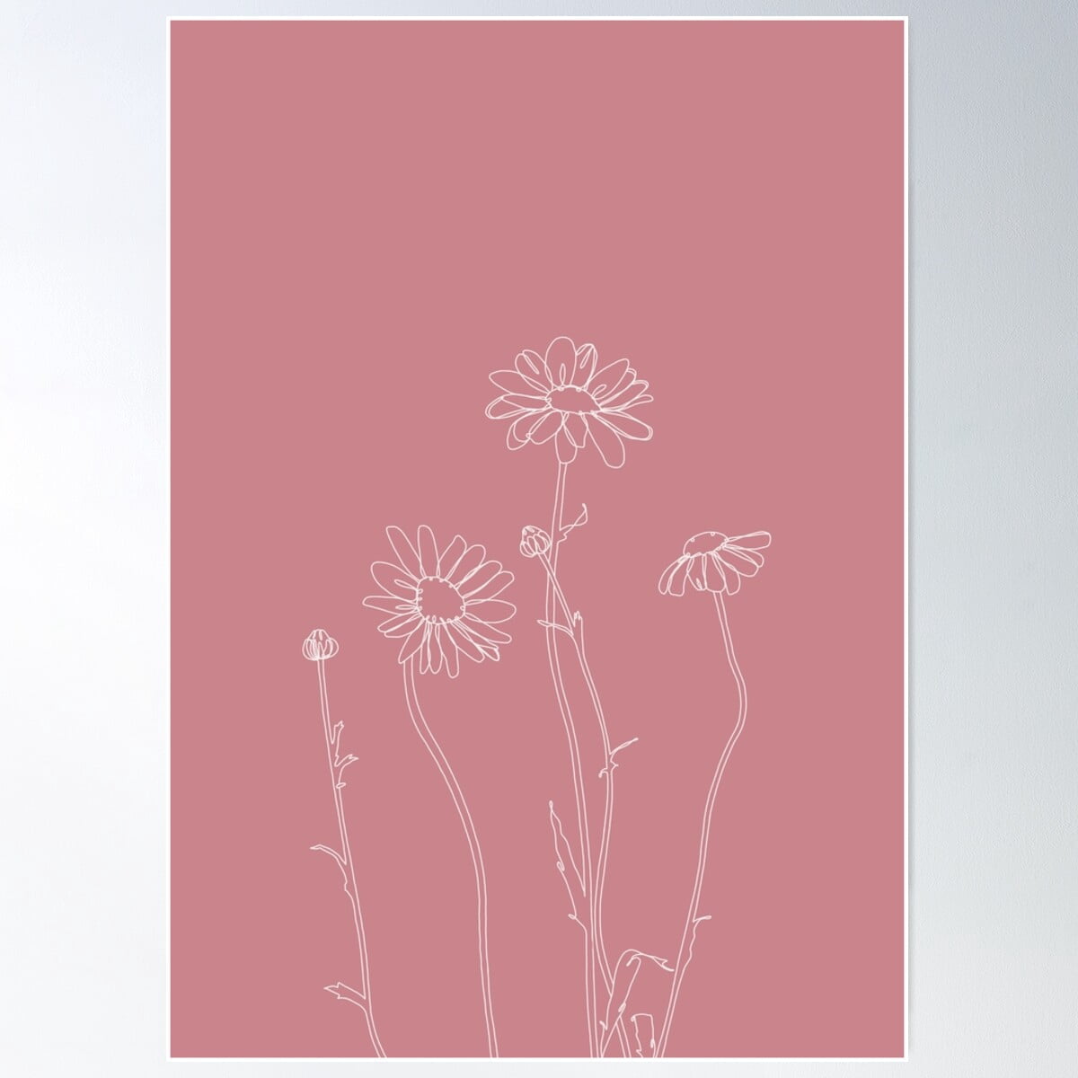Daisies Border Illustration - Ellie Poster Wall Art, Modern Wall Decor ...