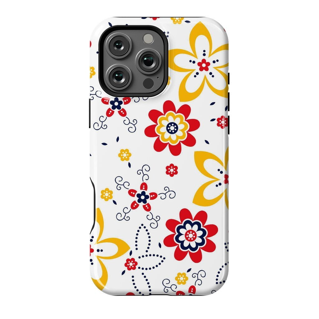Daisies Circle Pattern Minimal Art iPhone Case 17 16 15 14 13 12 11 Pro ...
