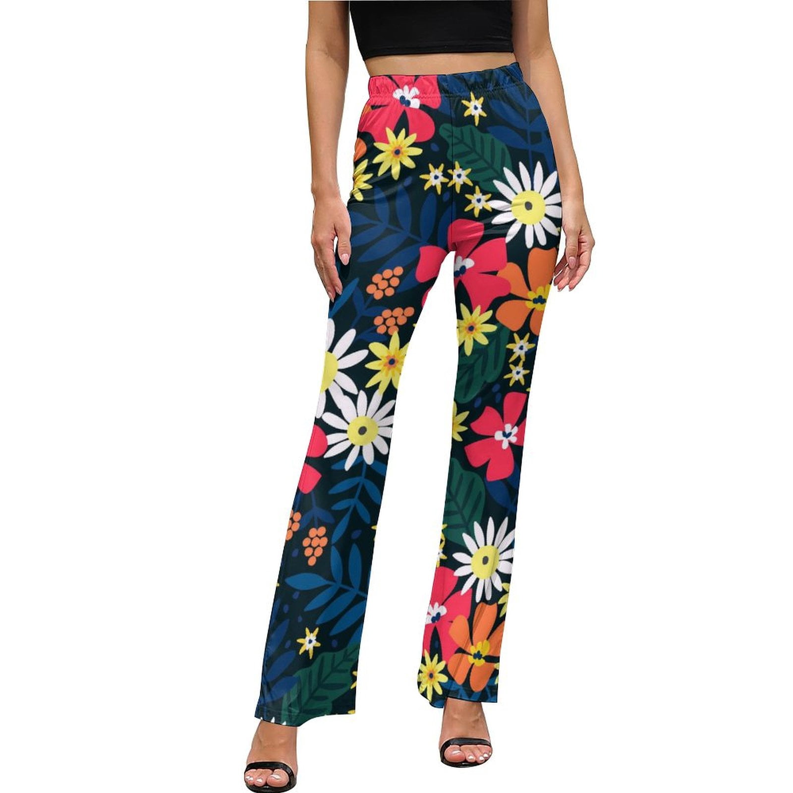 Daisies Floral Casual Pants Womens Cute Flowers Print Slim Korean ...