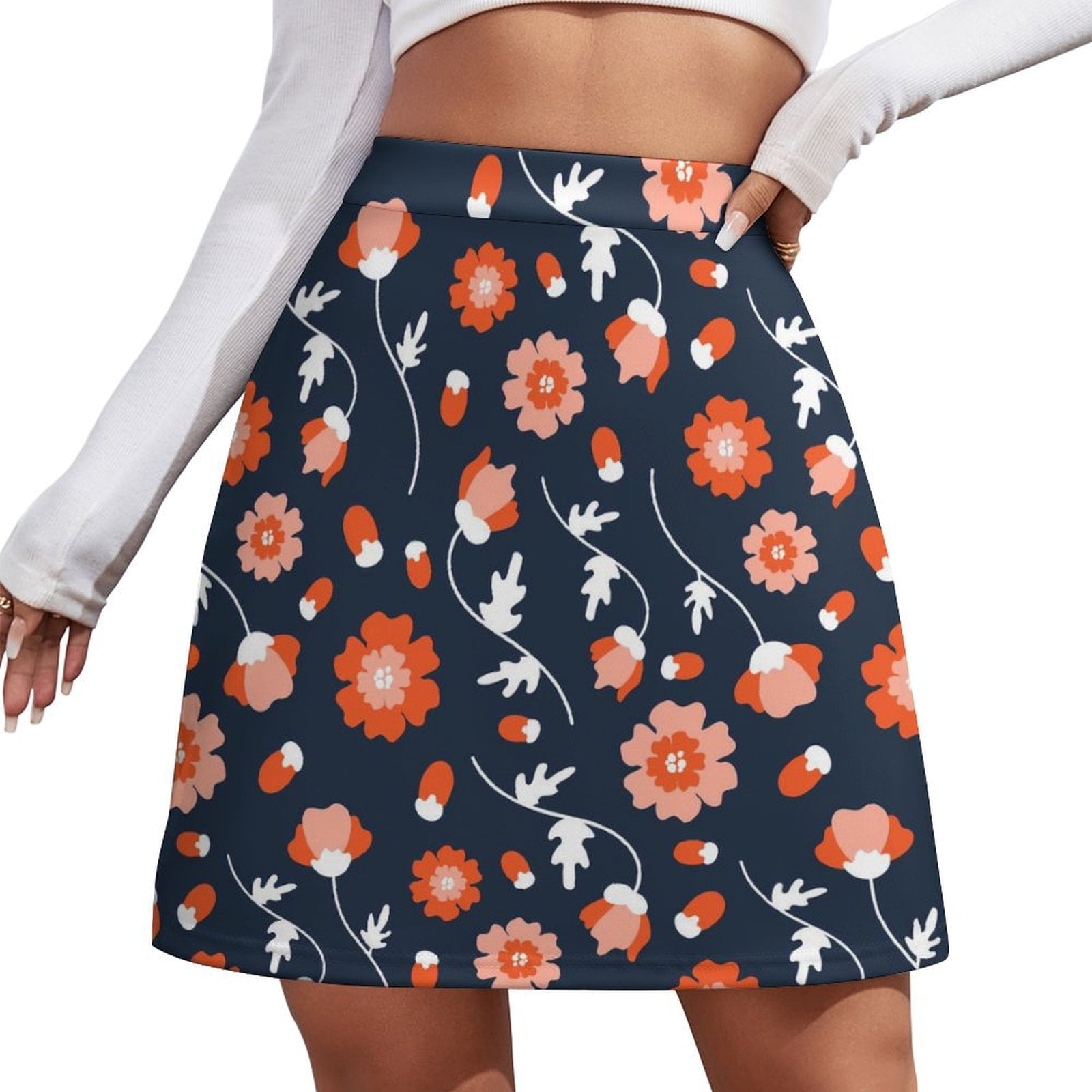 Daisies Floral Skirt Cute Flowers Print Vintage Mini Skirts Summer High ...