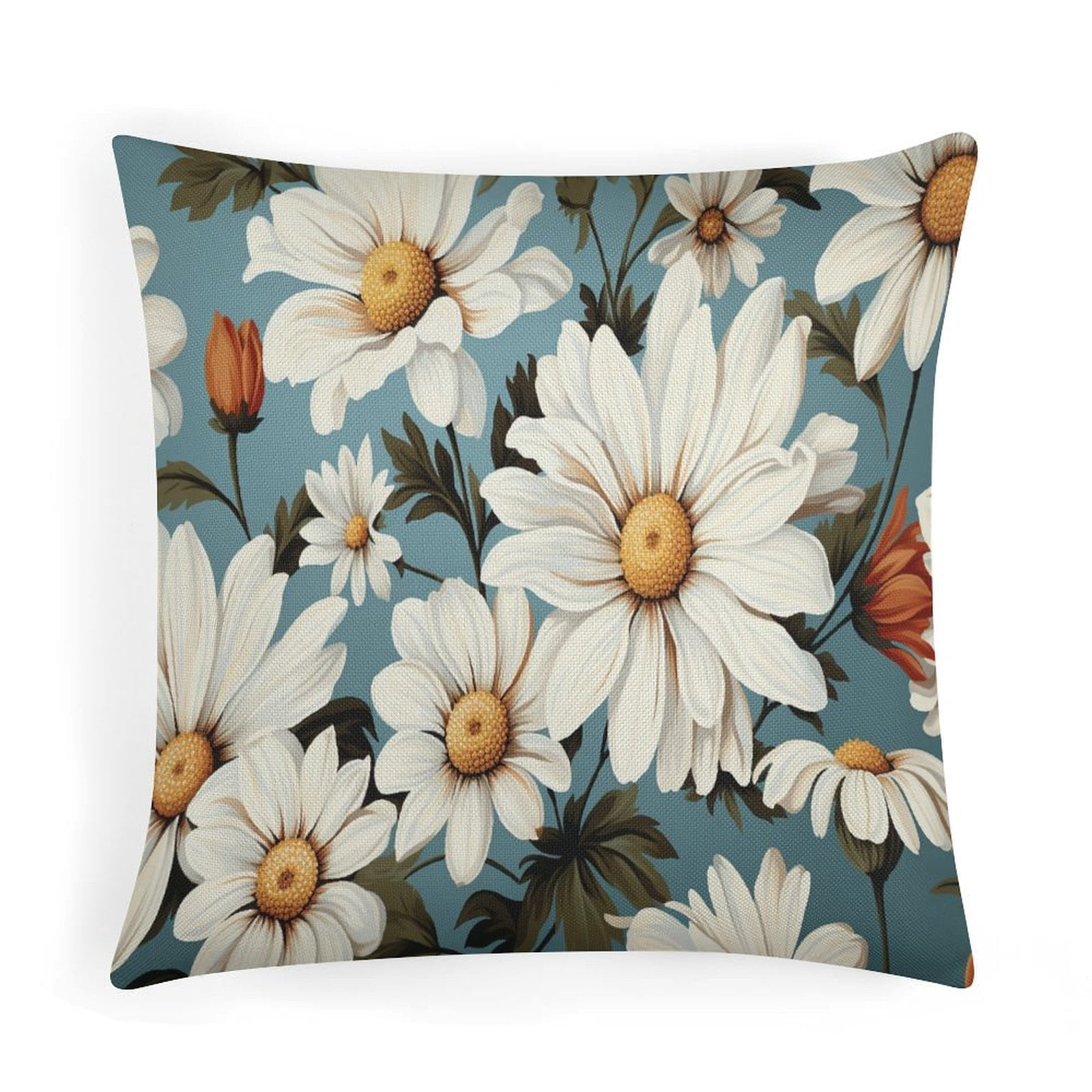 Daisies Flower Cushion Case 20"x20" Spring Daisy Throw Pillow Covers ...
