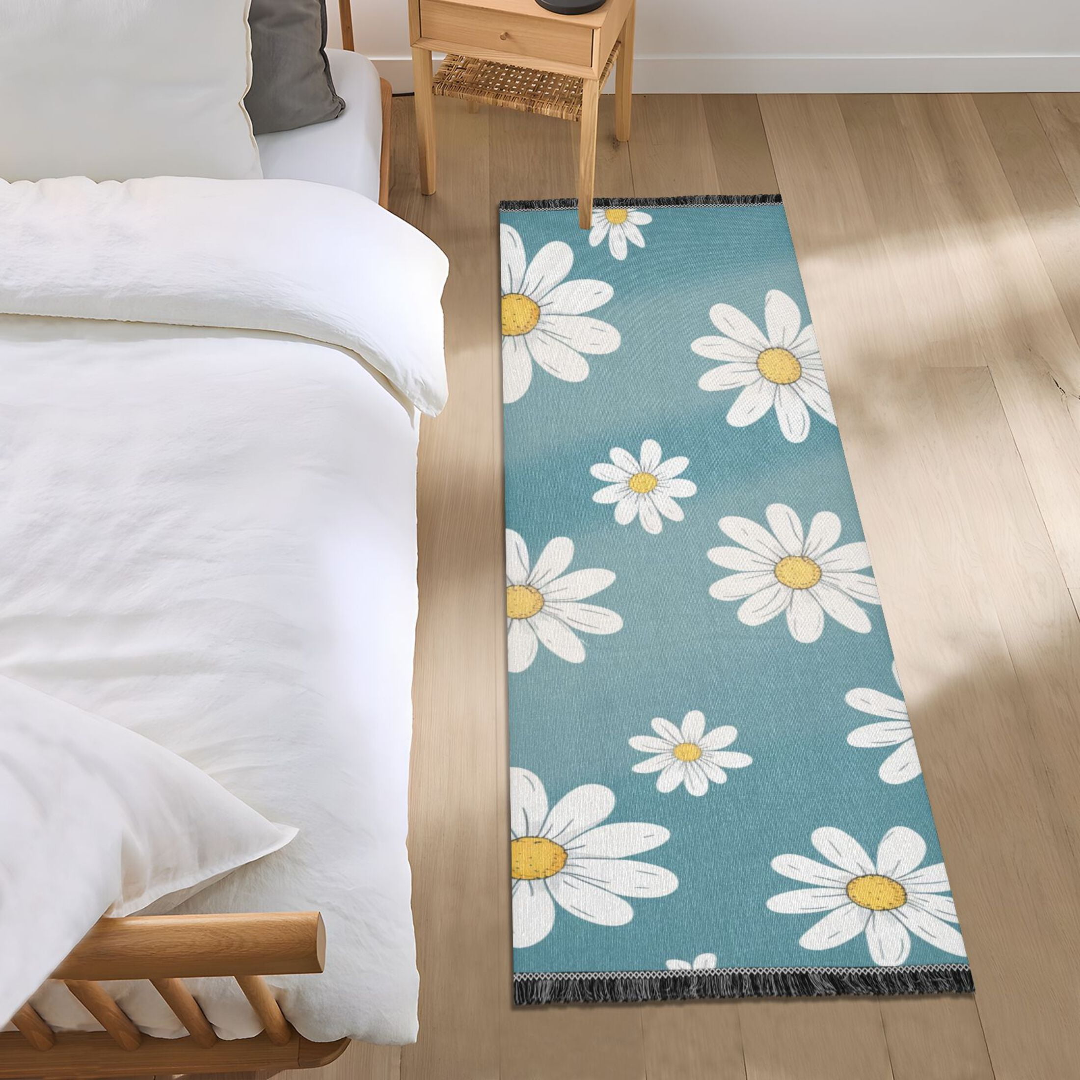 Daisies Flower Runner Area Rug 2x6 Soft Non-Slip Washable Bedside ...