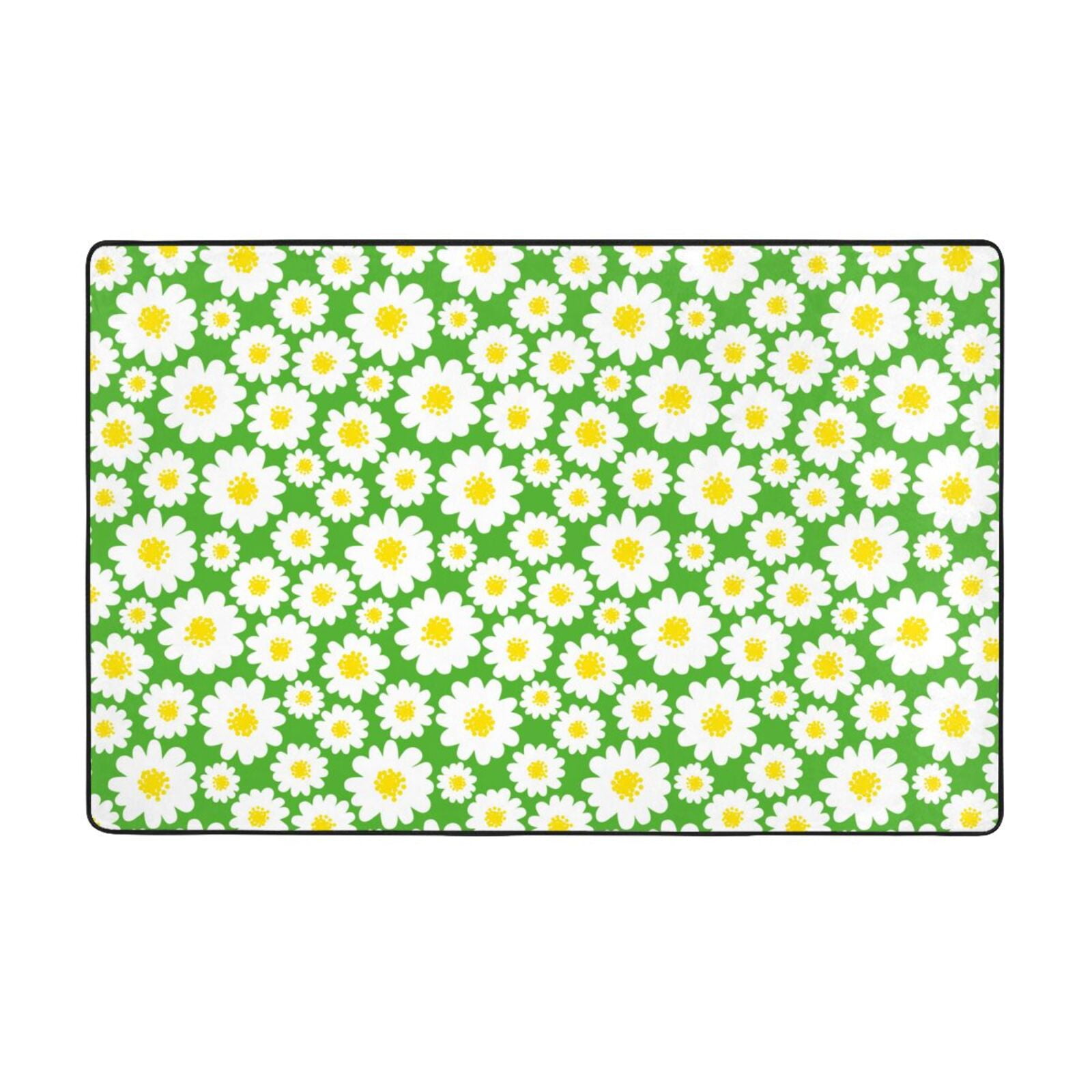 Daisies Flowers Green Indoor Door Mat, Bedroom Rug & Carpets Entryway ...