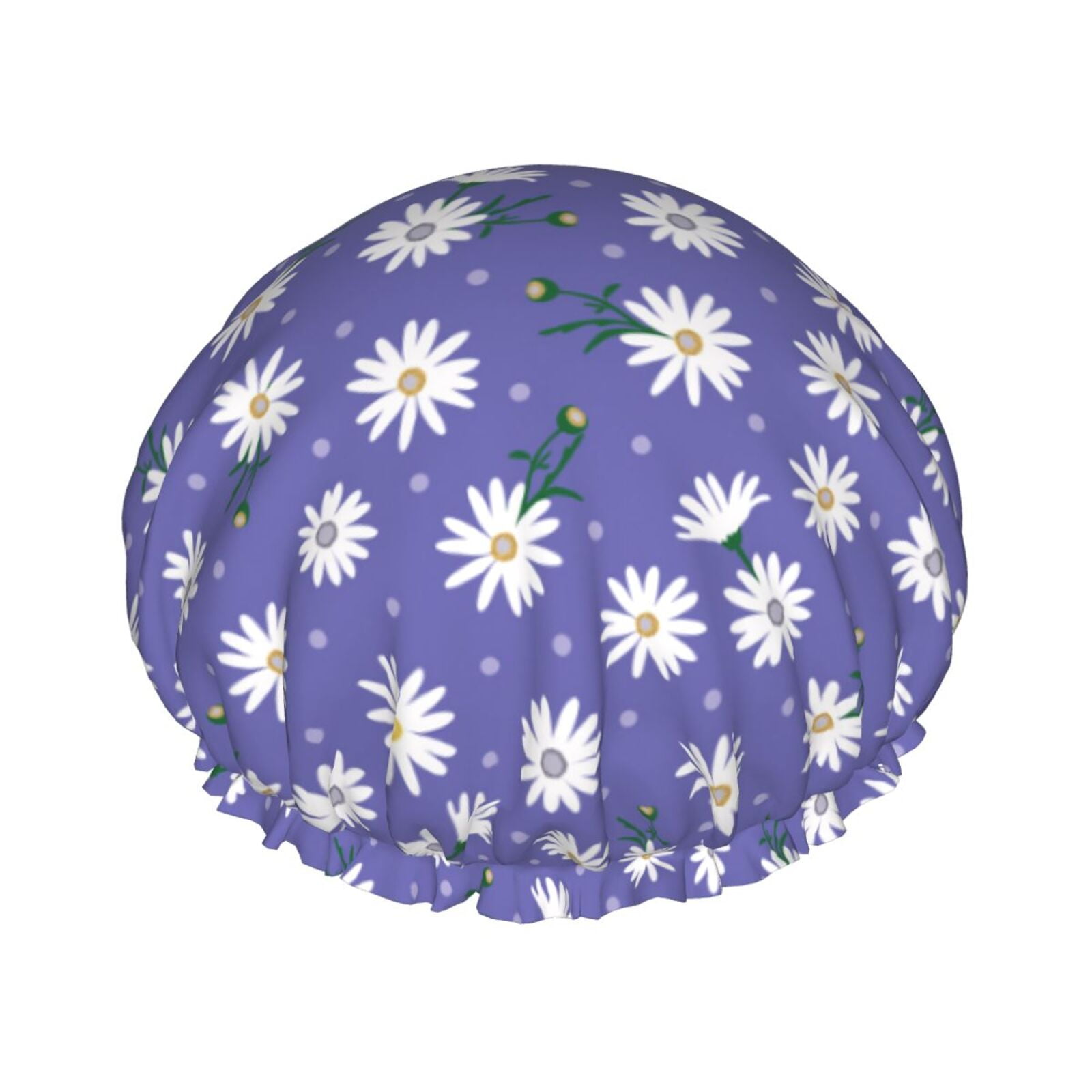 Daisies Flowers Purple Starry Sky Shower Cap, Reusable Bath Hair Hat ...