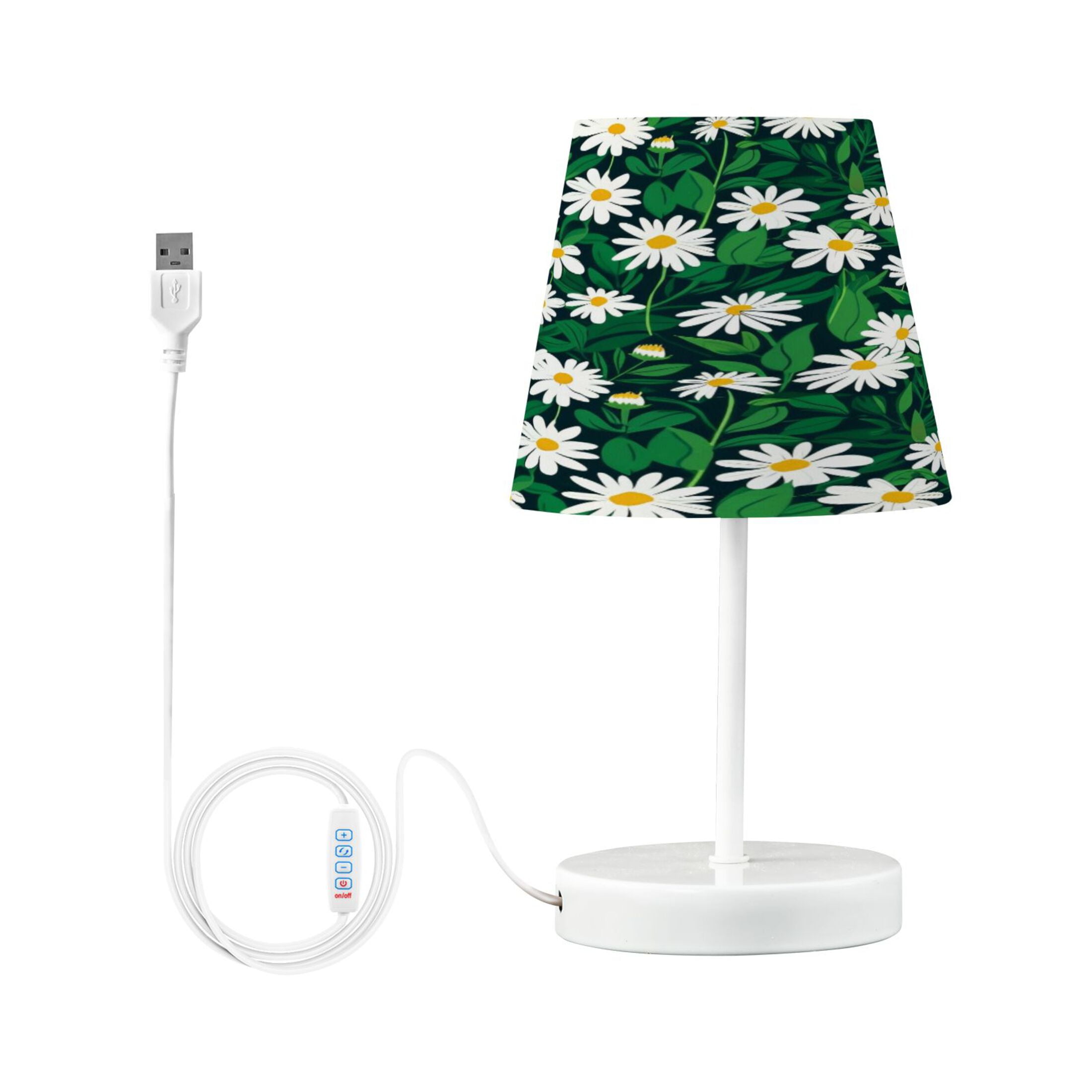 Daisies Flowers with Green Leaves Desk Lamp LED Table Nightstand Lamps ...