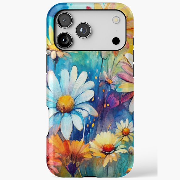 Daisies In Watercolor Art Design iPhone Case 11 through 17 Pro Max ...