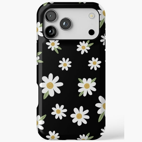 Daisies On Black Background Pattern iPhone Case 11 through 17 Pro Max ...