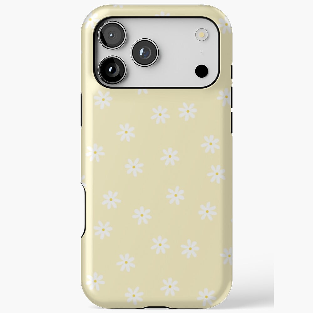 Daisies On Butter Yellow Background iPhone Case 17 16 15 14 13 12 11 ...