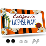 Daisies on Orange Designs Aluminum License Plate Frame, License Plate ...