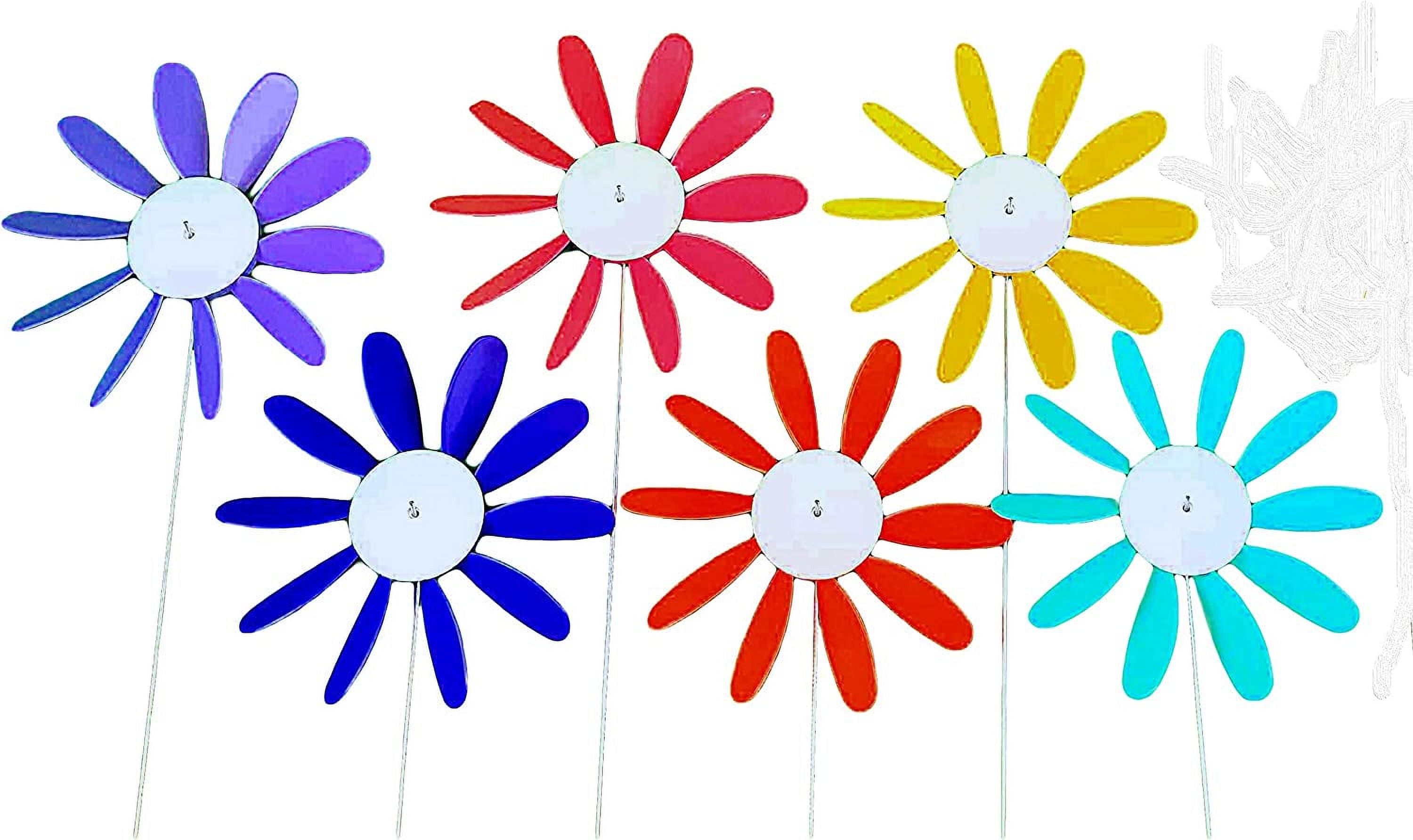 Daisies (Pack of 6) 12 inch Dia. Rom Color Lawn Pinwheels, 24" Tall ...
