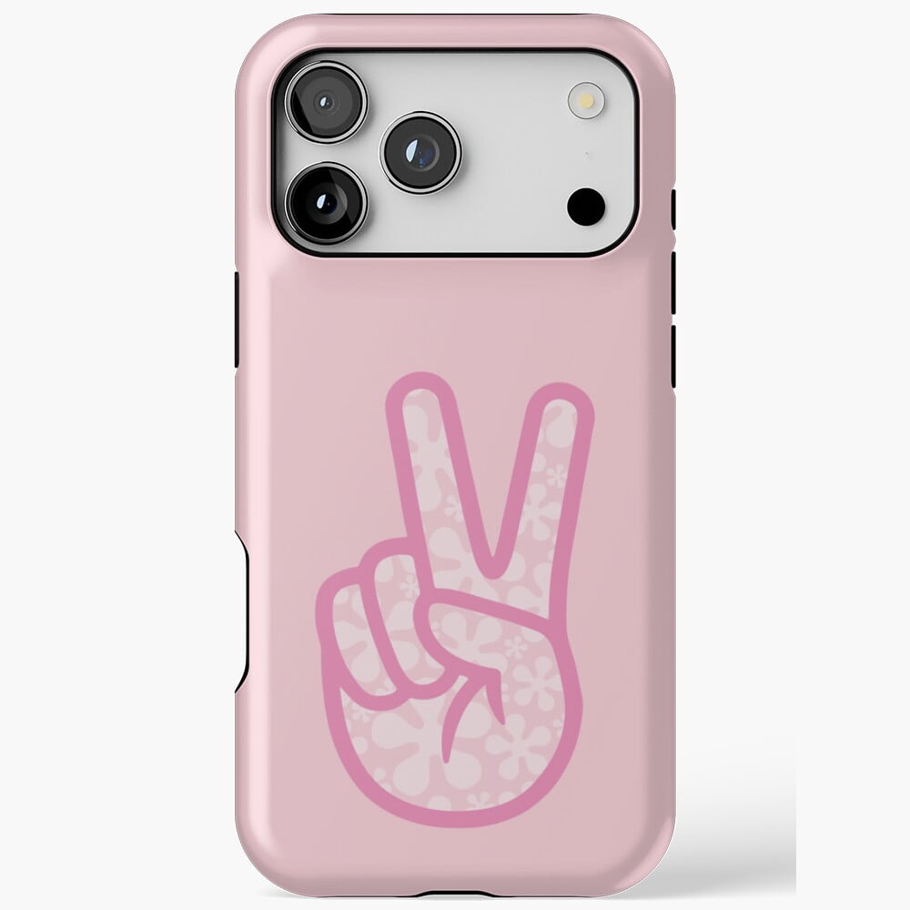 Daisies Peace Sign Pink Retro Art Design iPhone Case 11 through 17 Pro ...