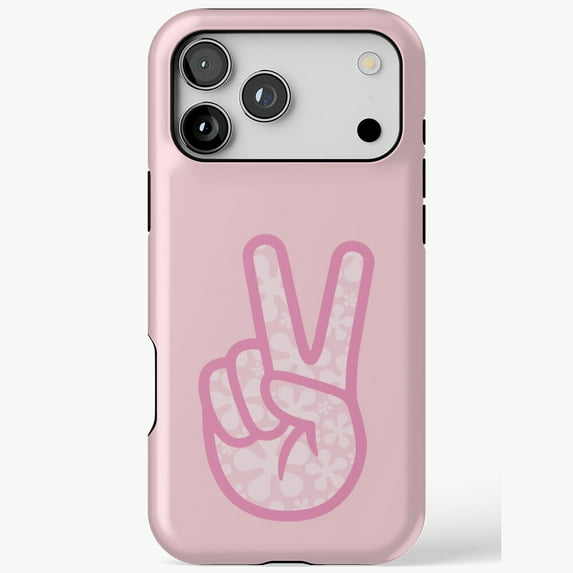 Daisies Peace Sign Pink Retro Art Design iPhone Case 11 through 17 Pro ...
