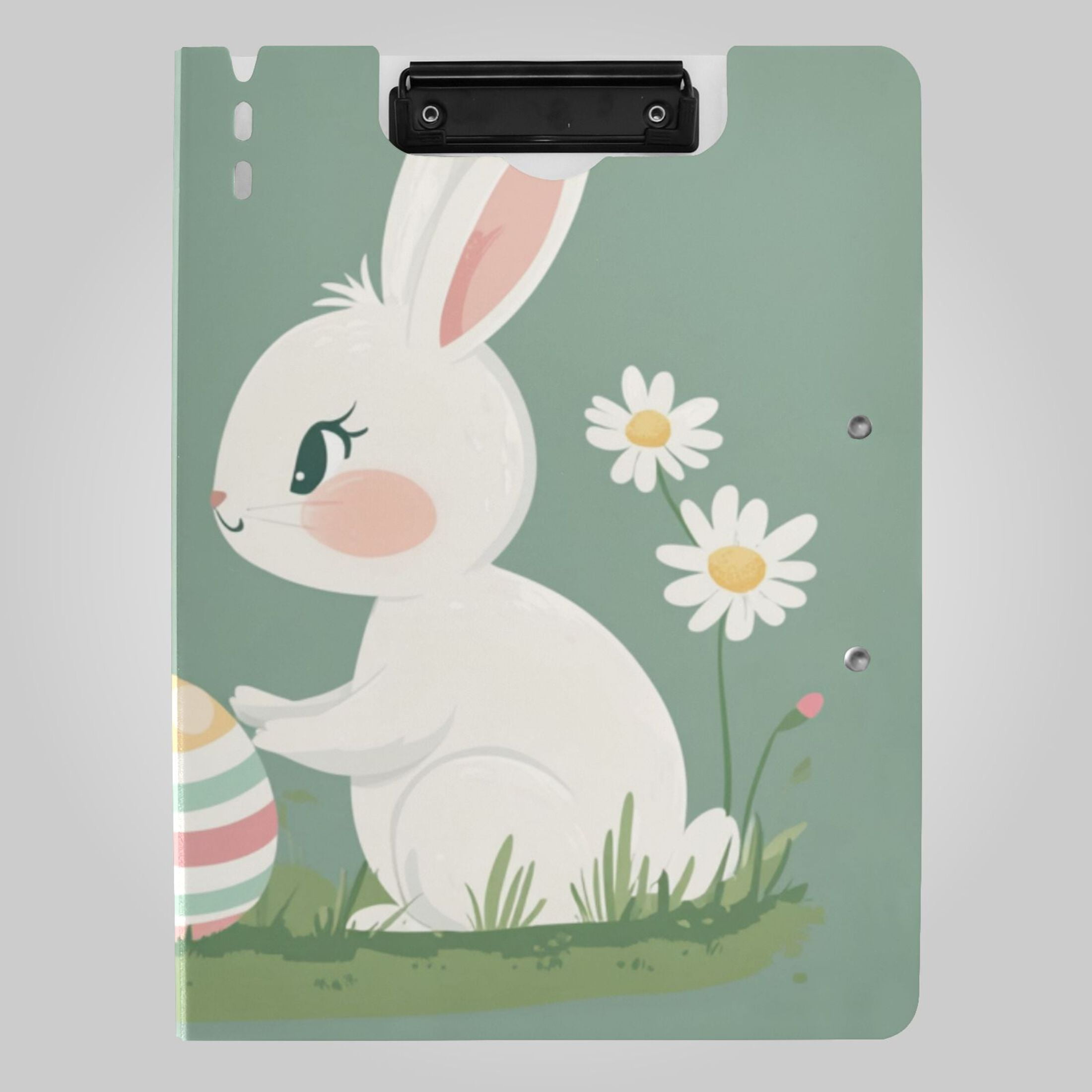 Daisies Rabbits Easter Egg Foldable Binder Folder Clipboard with Pen Slot Double Clips A4 Size ...