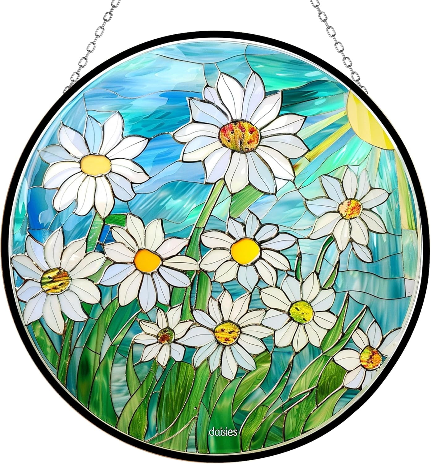 Daisies Stained Glass Window Hangings, Handcrafted Stained Glass ...
