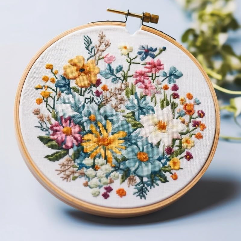 Daisies Starter Easy Cross Stitch Kits Color Stamped Embroidery Kits ...