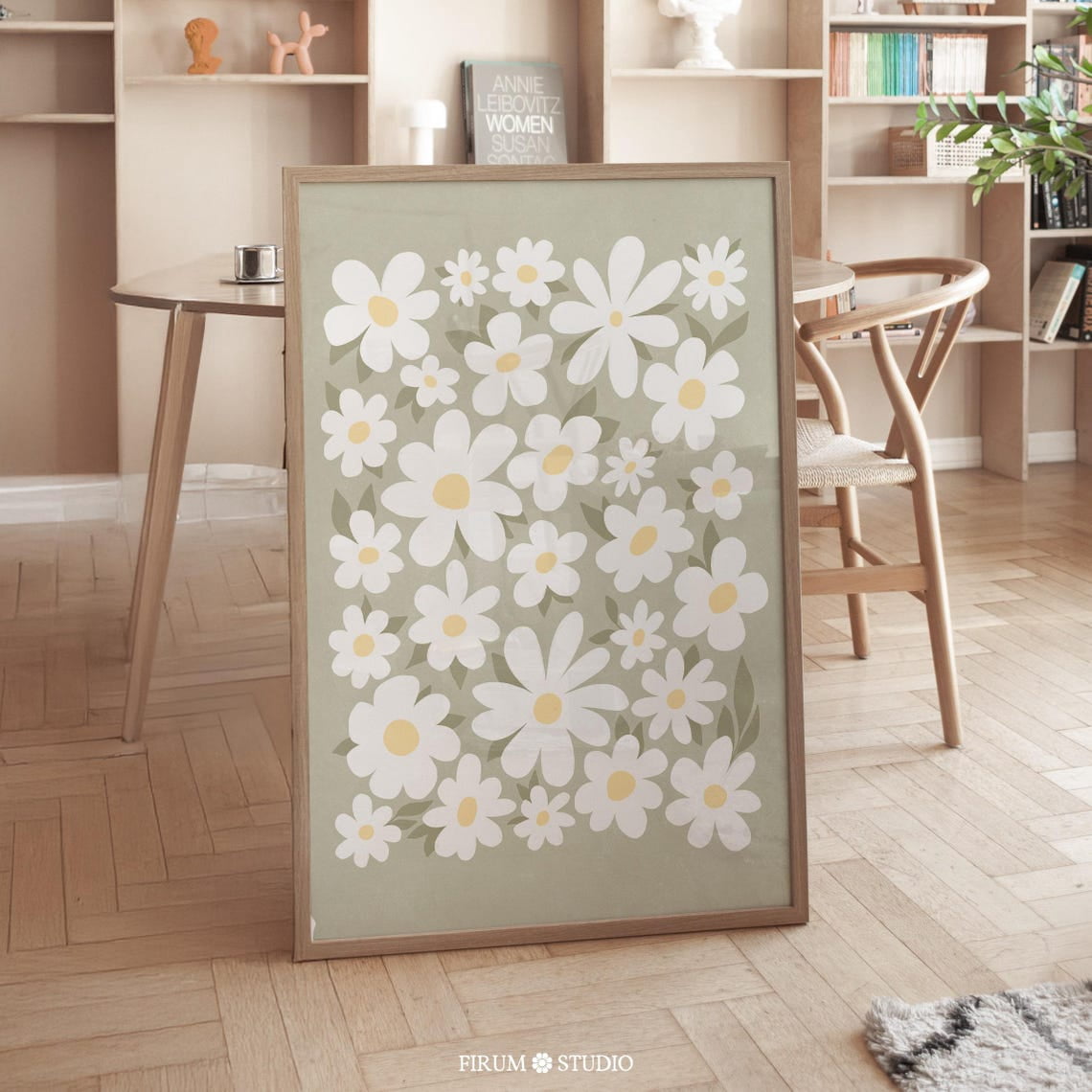 Daisies Wall Art, Sage Green Wall Art, Digital Print, Floral ...