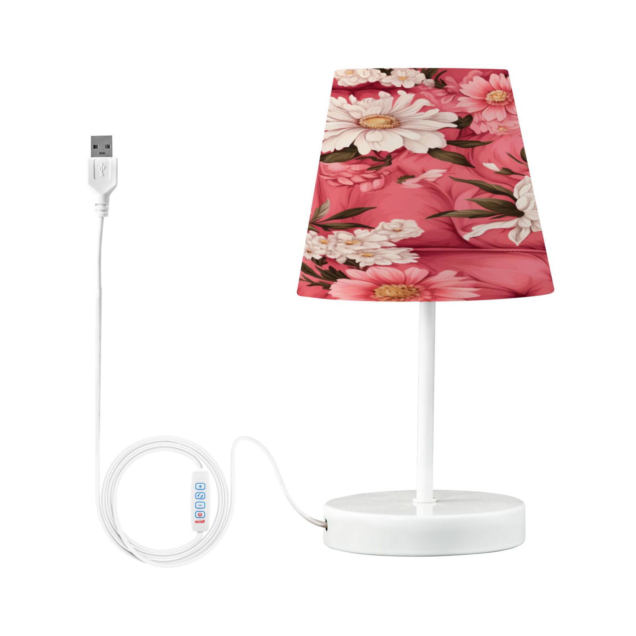 Daisies and Tulips Flower Desk Lamp LED Table Nightstand Lamps with 3 ...