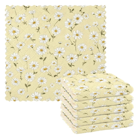 Daisies and Yellow Kitchen Cloth Dish Towels for Drying Washing ...