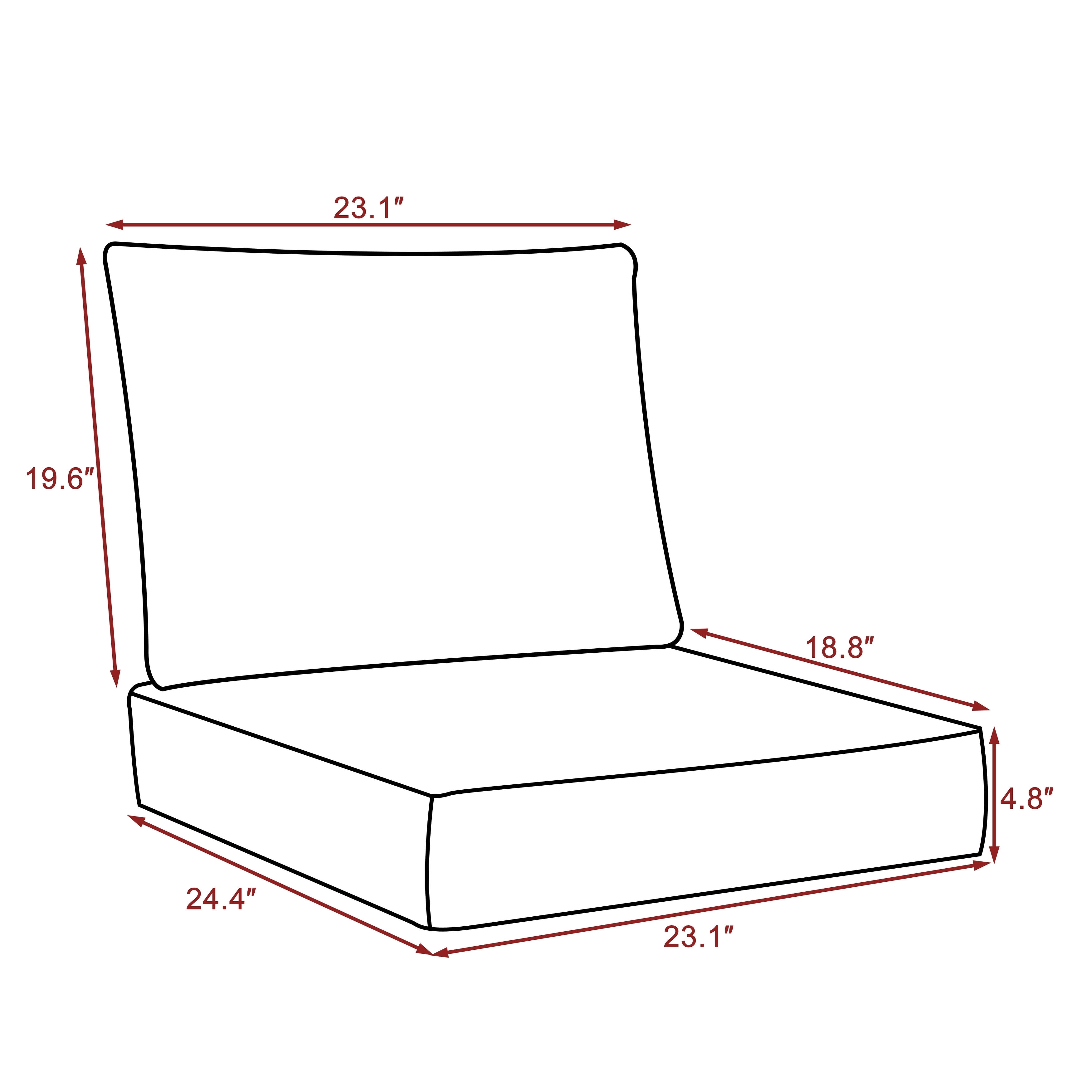 DREAMSIDEA 23-inch Outdoor Deep Seat Chair Cushion Dark Red - Walmart.com