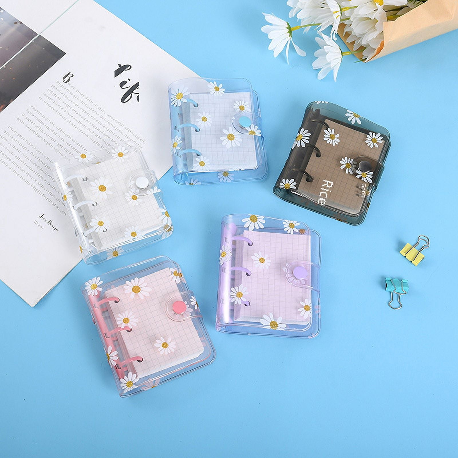 Daisy 3-hole Transparent Mini Binder for Portable Notes and ...