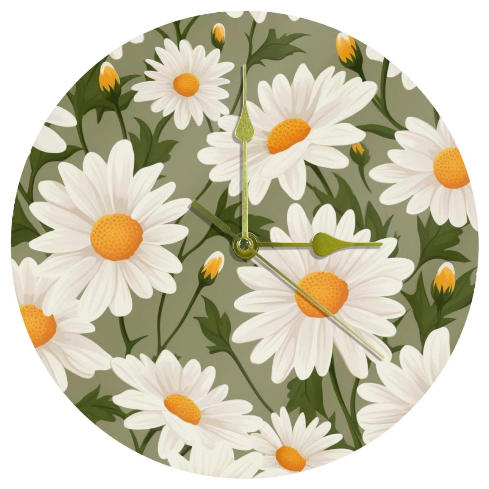 Daisy 9.8 Inch Round Acrylic Wall Clock - Silent Non Ticking Battery ...