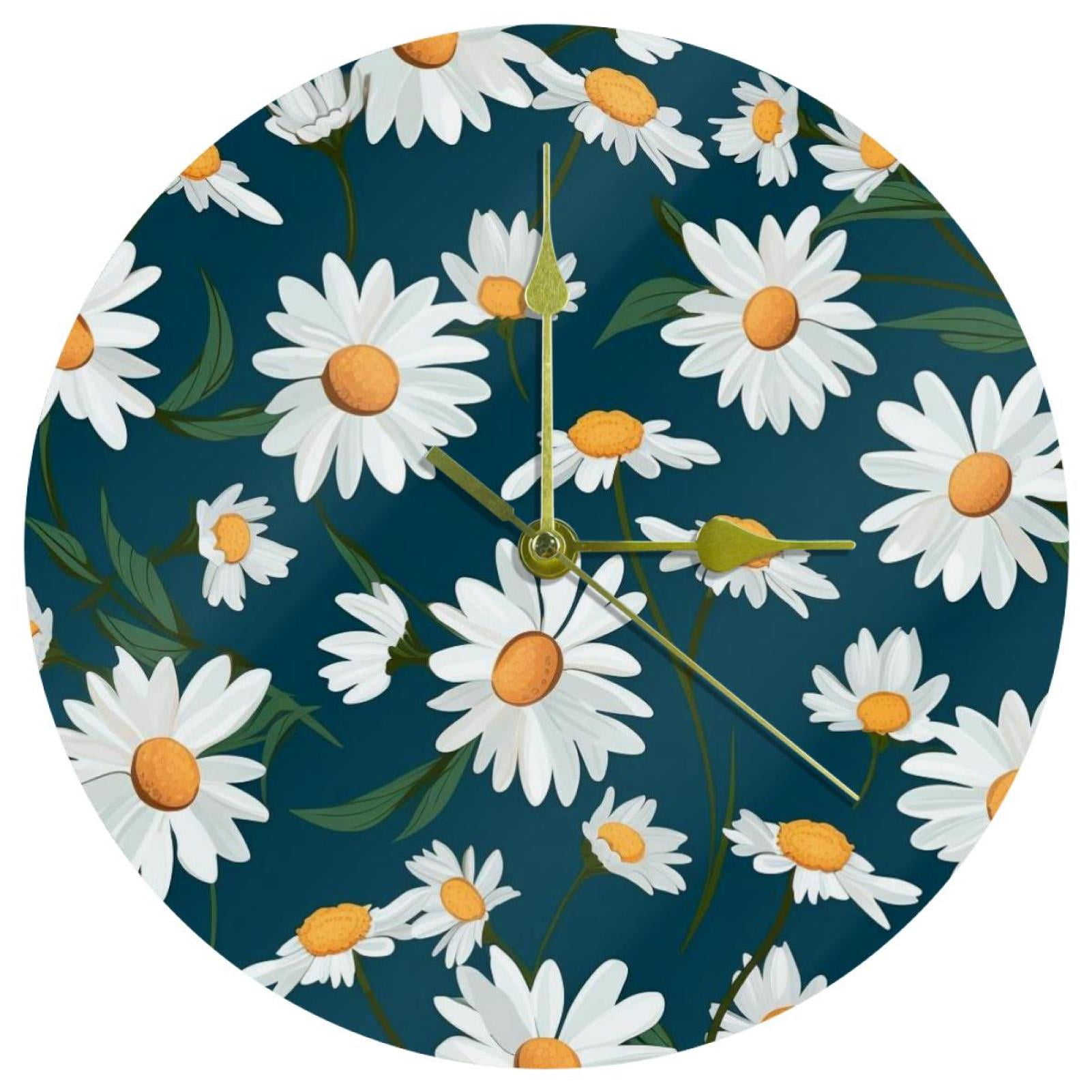 Daisy 9.8 Inch Round Acrylic Wall Clock, Silent Non-Ticking Battery ...