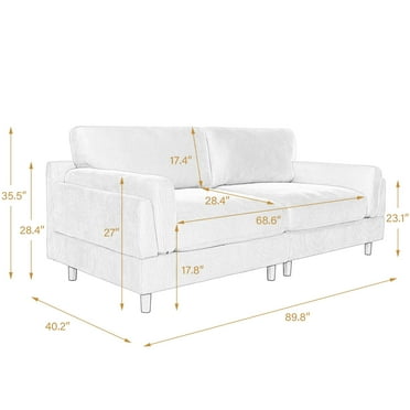 Daisy 90 inch Deep Seat Sofa Comfy Couch for Living Room Beige/2 ...