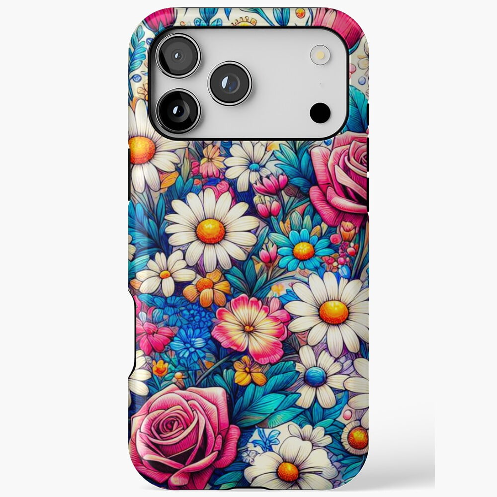Daisy And Roses Floral Arrangement Art iPhone Case 11 to 17 Pro Max ...
