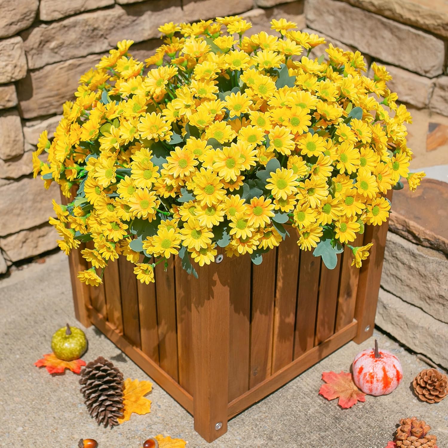 Daisy Artificial Flowers for Outdoors Fall Autumn Decoration, 6 Bundles ...