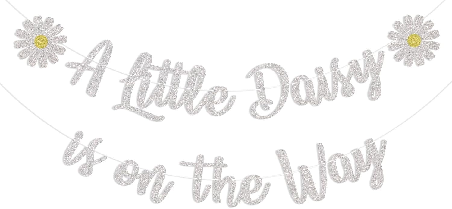 Daisy Baby Shower Decorations - A Little Daisy is on the Way Banner, Welcome Baby Girls Decor ...