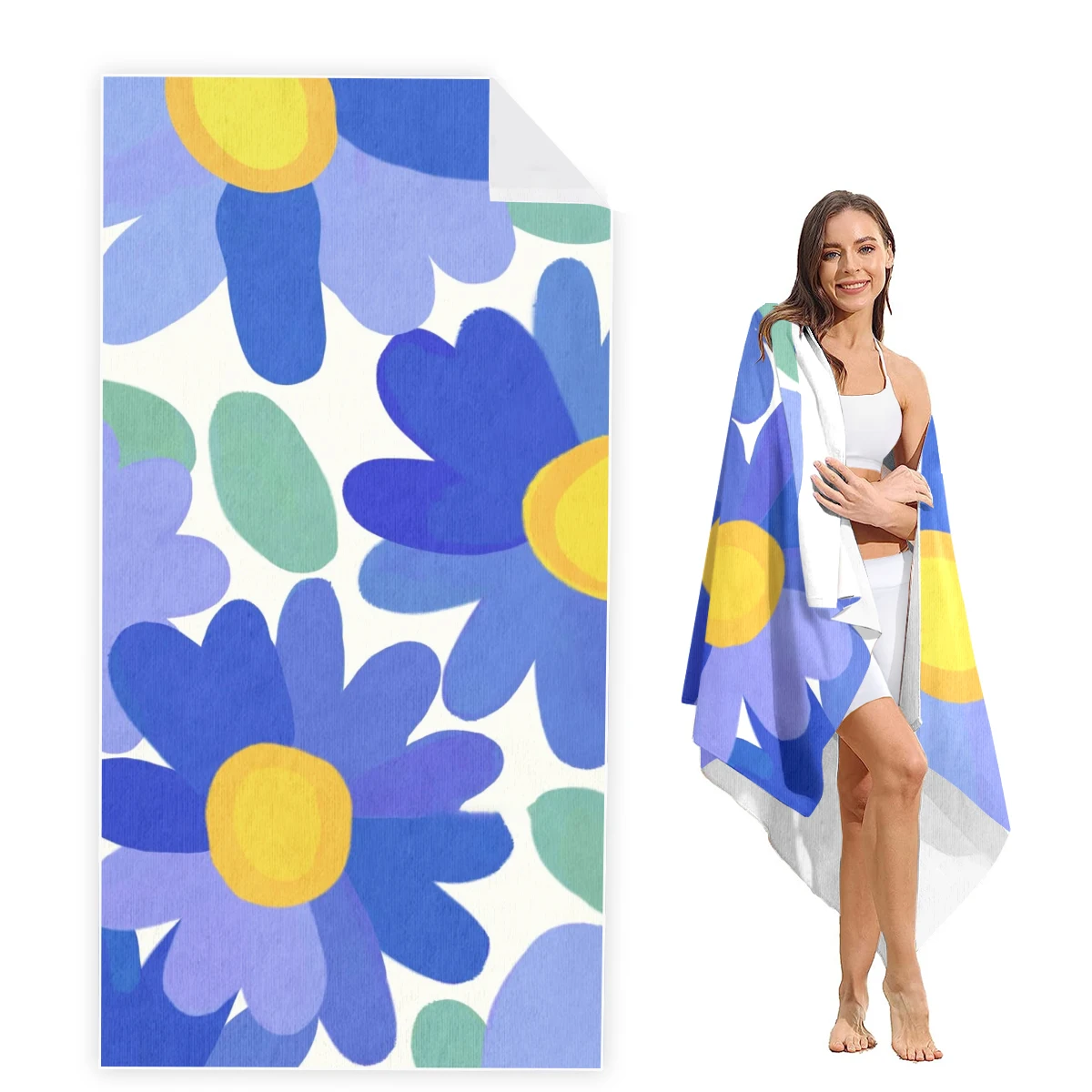 Daisy Beach Towel Oversized Super Absorbent Sand Free Thick Microfiber ...