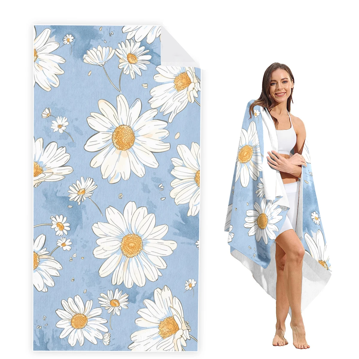 Daisy Beach Towel Oversized Super Absorbent Sand Free Thick Microfiber Beach Towel Beach Towels ...
