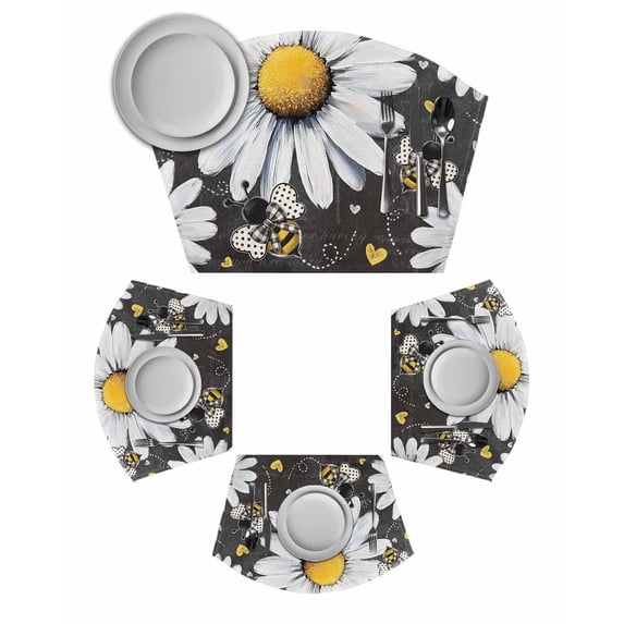 Daisy Bee Round Table Placemats Set of 6 Wedge Placemats, Summer ...