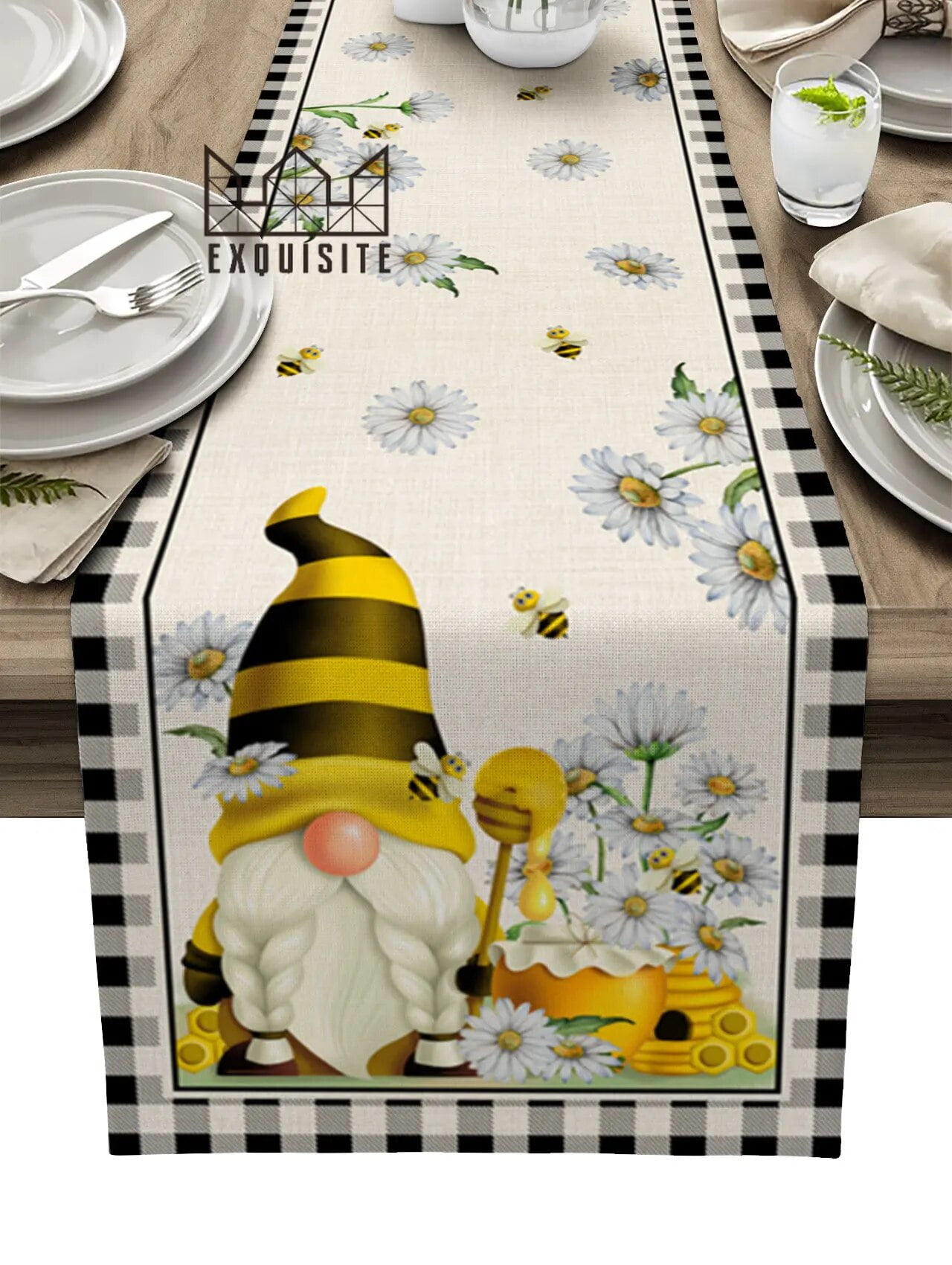 Daisy Bee Summer Spring American Pastoral Wind Bee Dwarf Grid Table ...