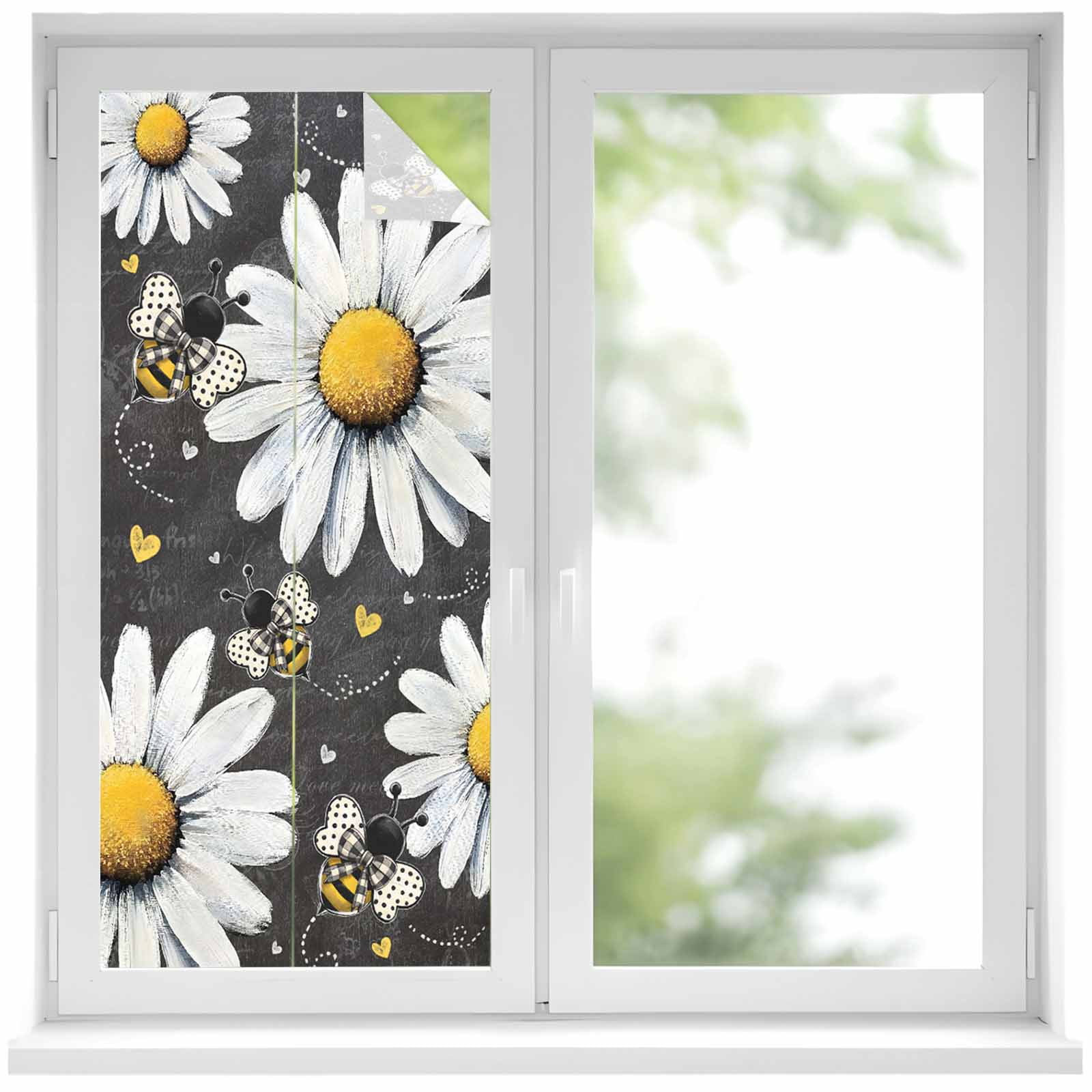 Daisy Bee Window Privacy Film, Summer Botanical Farmhouse Flower Plants ...