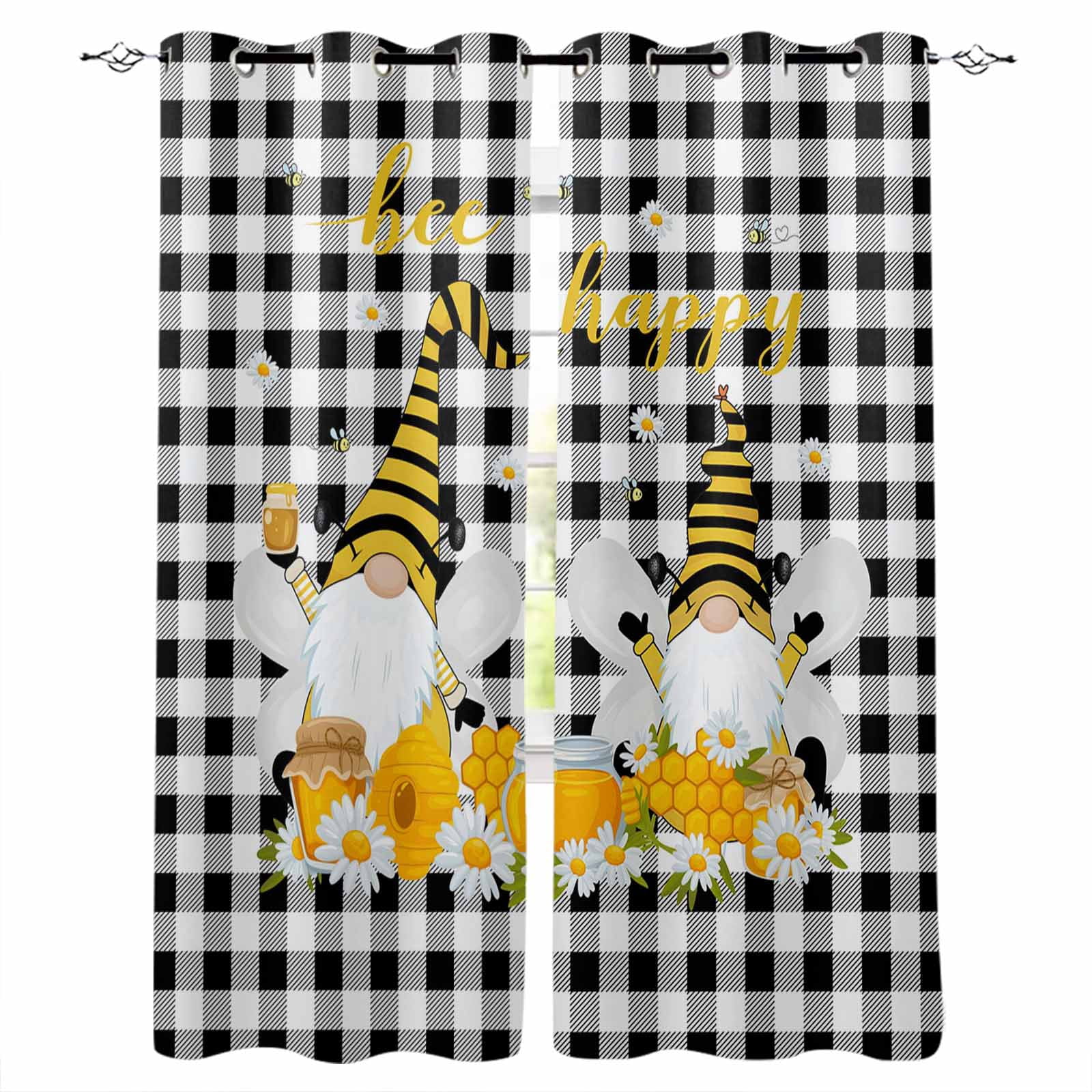 Daisy Bees Gnomes Blackout Curtains for Bedroom/Living Room, Thermal ...