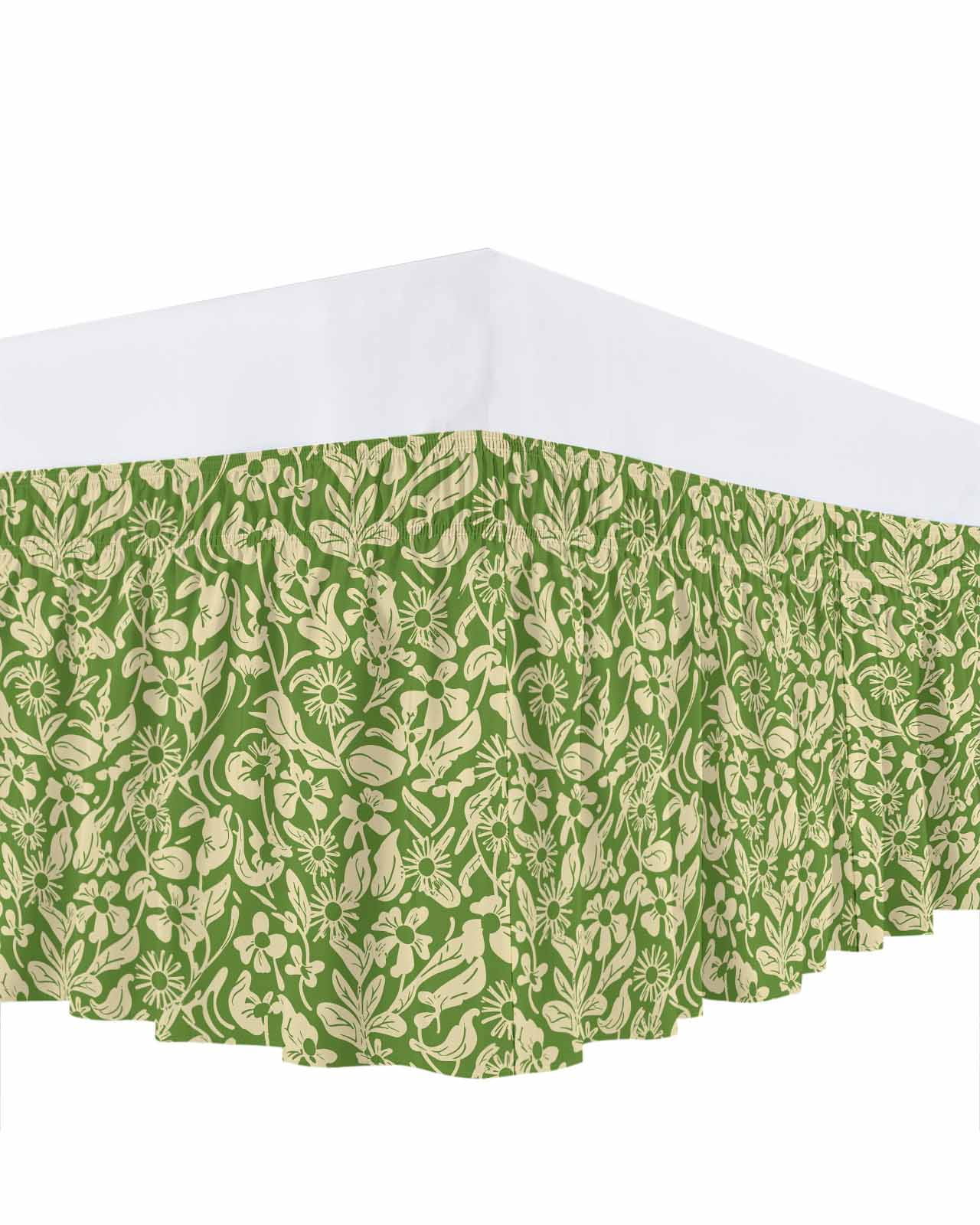 Daisy Beige Silhouette Ruffle Bed Skirt King Size Retro Classic Green ...