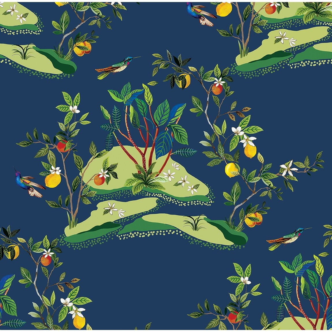 Daisy Bennett Designs Citrus Hummingbird Nonwoven Unpasted Wallpaper 27 ...