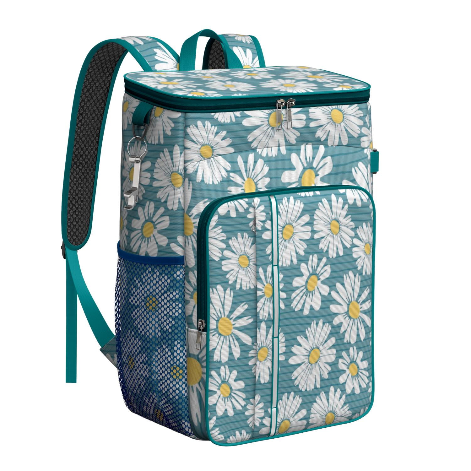 Daisy Bloom Cooler Backpack for Women, Leak-Proof Floral Lunch Bag with ...