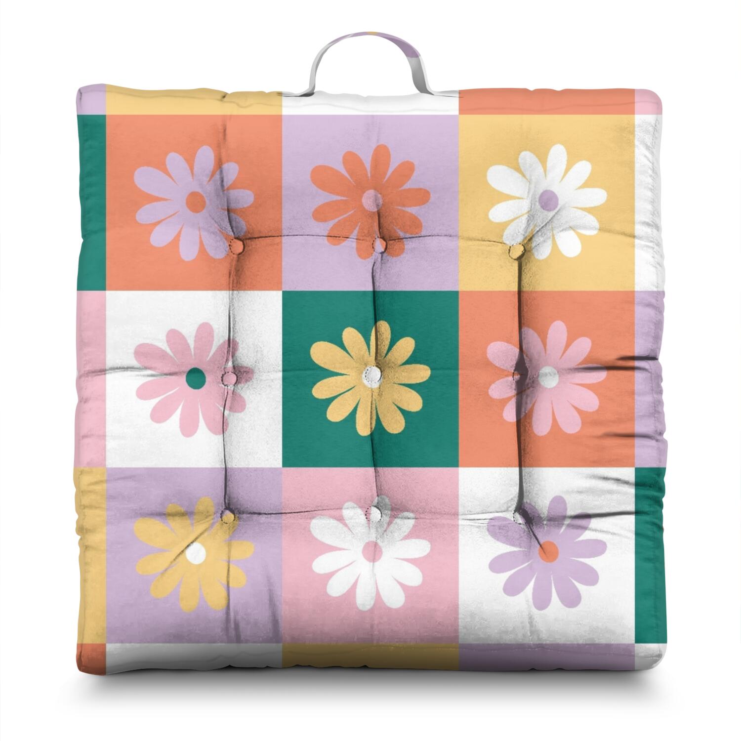 Daisy Bloom Floor Seating Pad - 24" Thick Japanese-Style Zabuton ...