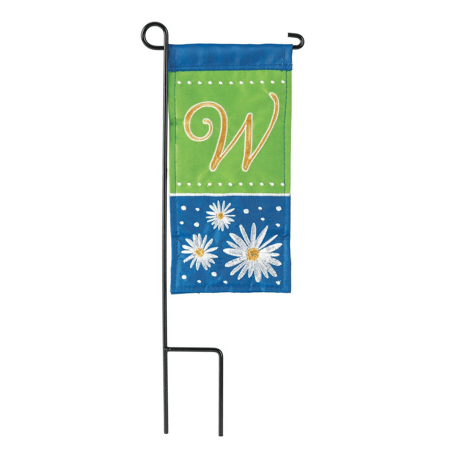 Daisy Blue Green Monogrammed W 8.5 x 4 Burlap Mini House Flag - Walmart.com