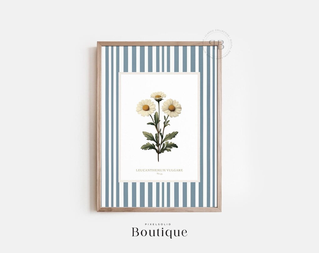 Daisy Botanical Print, Vintage Style Wildflower Illustration ...