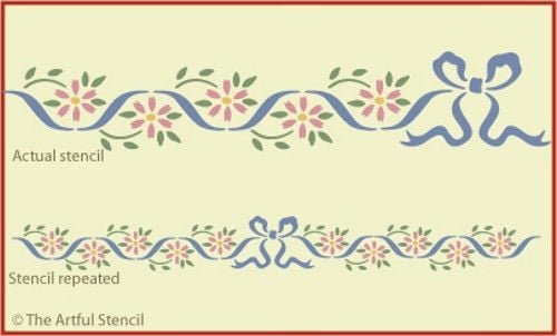 Daisy Bow Border Stencil - Victorian Baroque Victorian Deco Vintage DIY Art & Craft Reusable ...