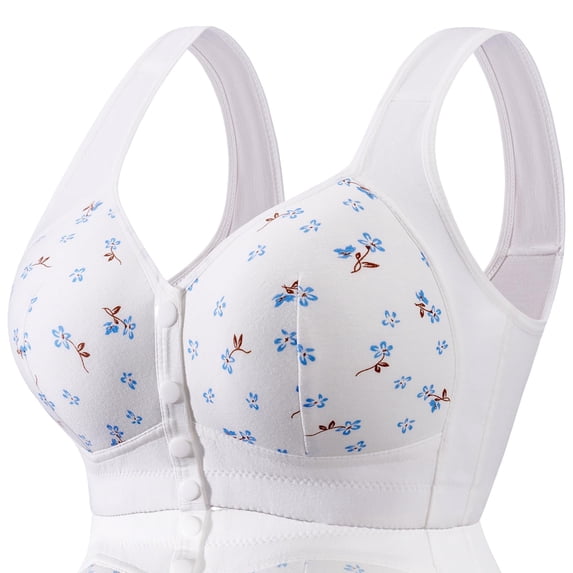 Daisy Bras for Older Women Floral Plus Size Bra Wireless Front Closure ...