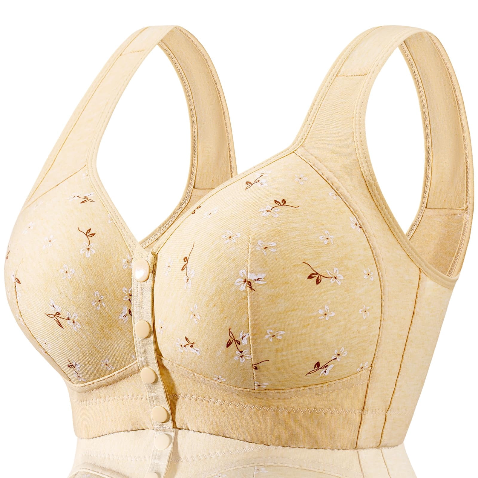 Daisy Bras for Older Women Floral Plus Size Bra Wireless Front Closure ...