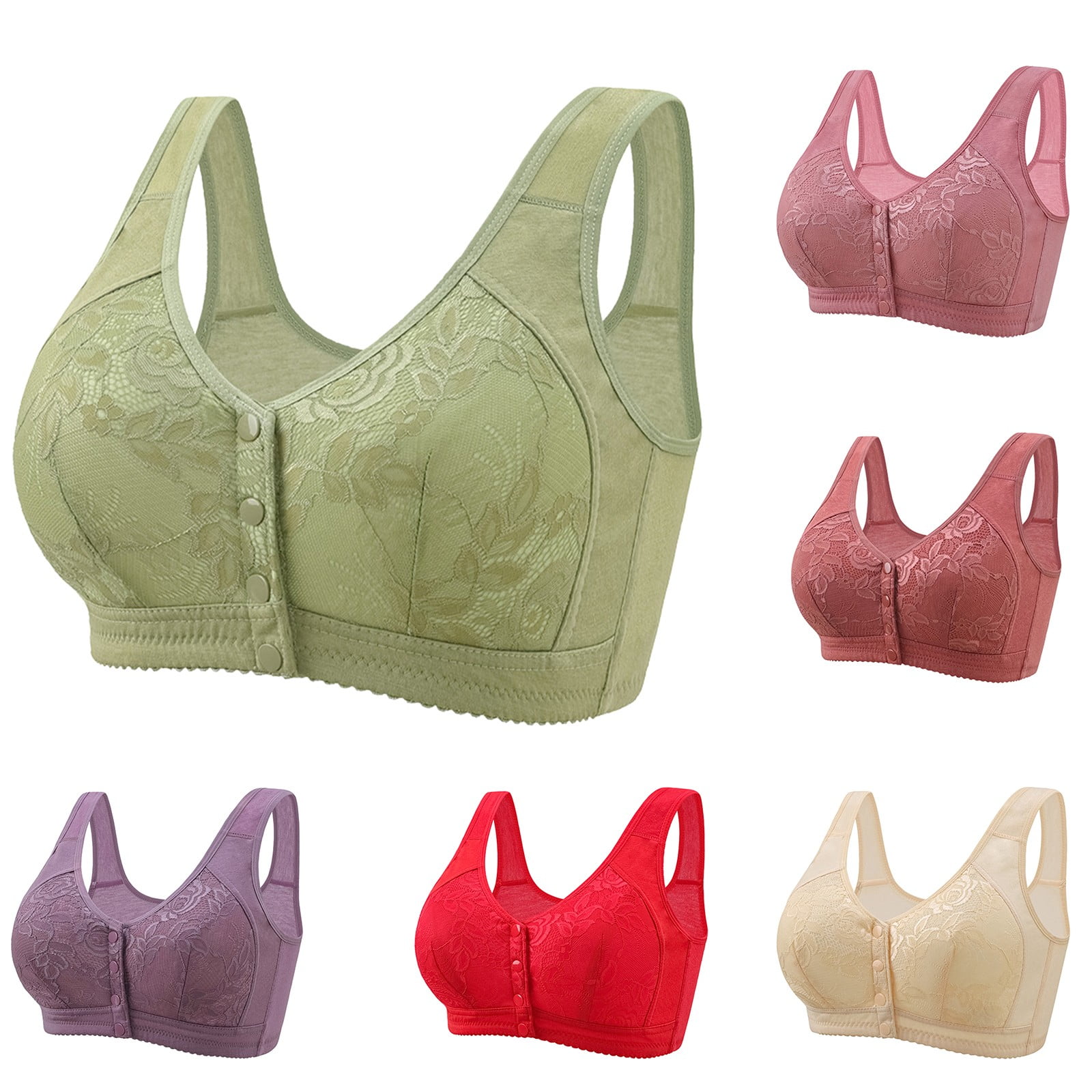 Daisy Bras for Older Women Floral Plus Size Bras Wireless Bras Front ...